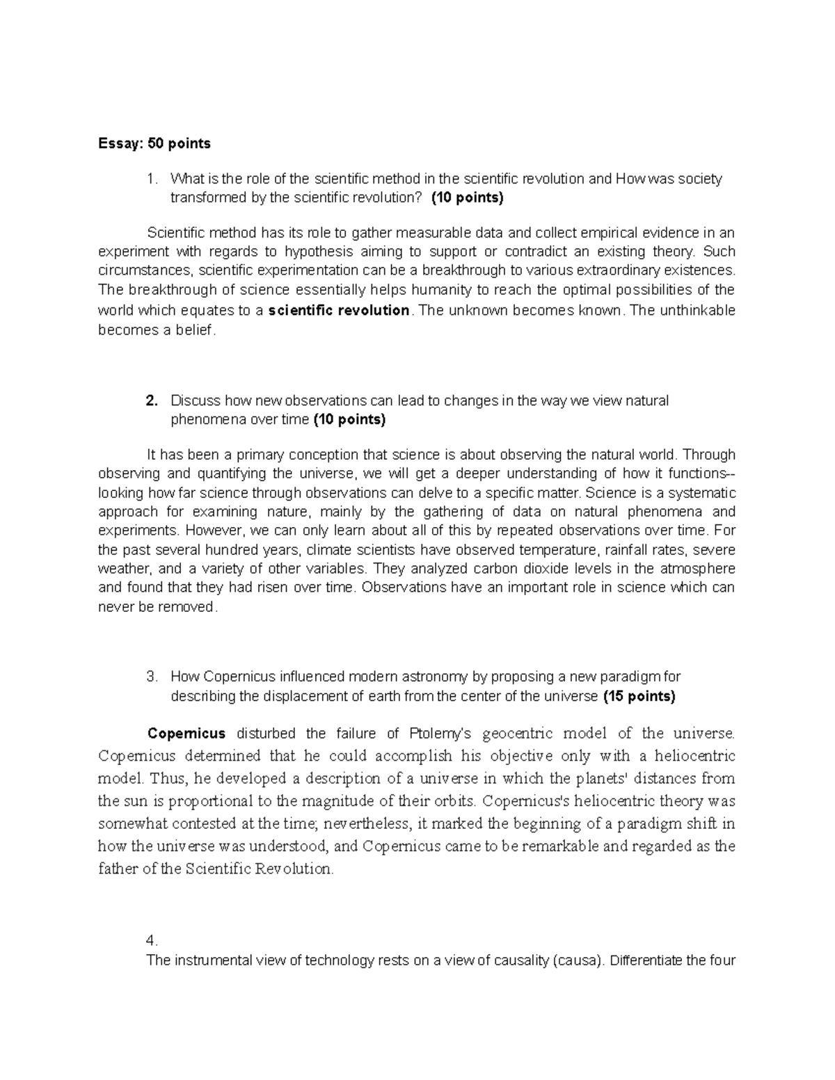 - Essay 50 points - Multiple questions are being asked to provide ...