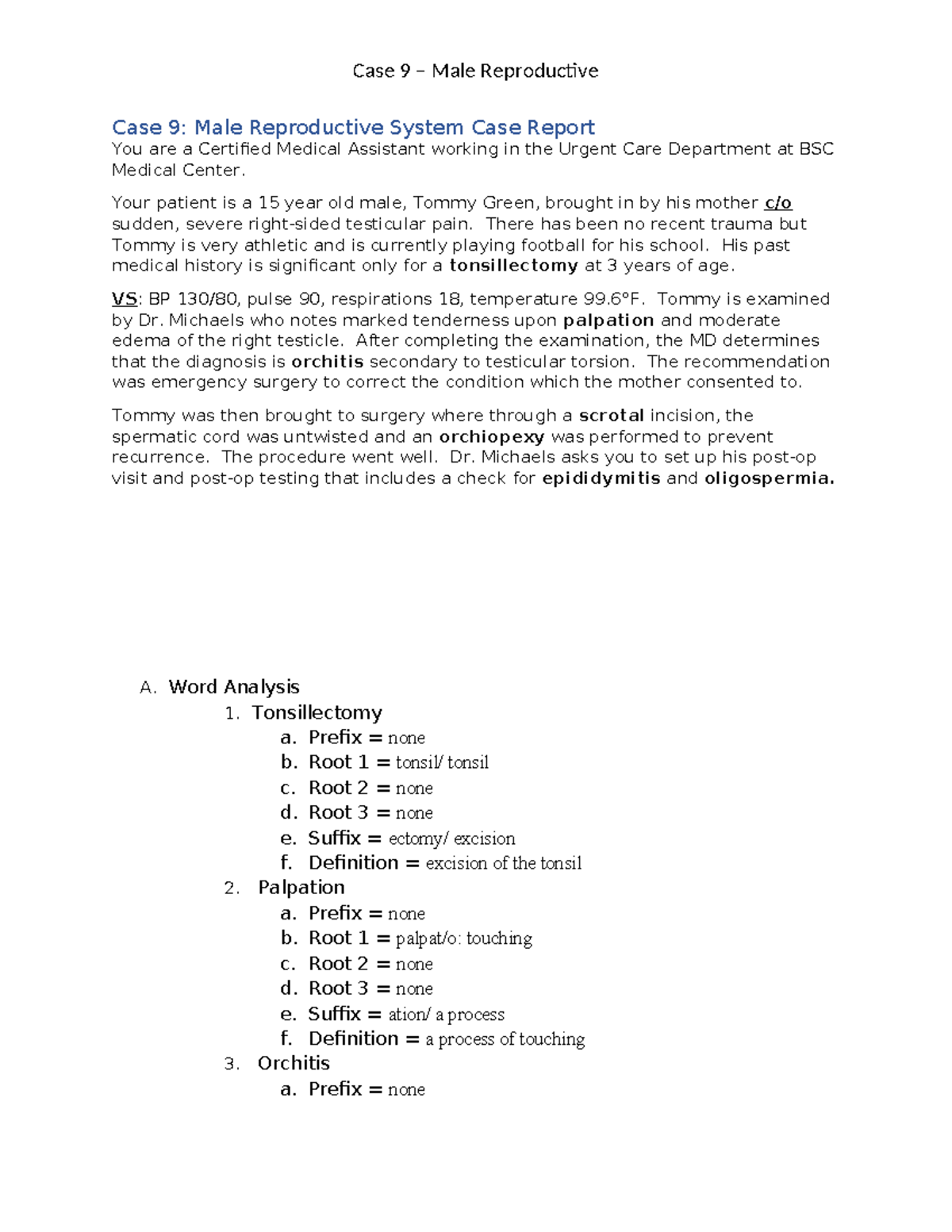 Male Reproductive Case 9 AC(1) - Case 9 – Male Reproductive Case 9 ...