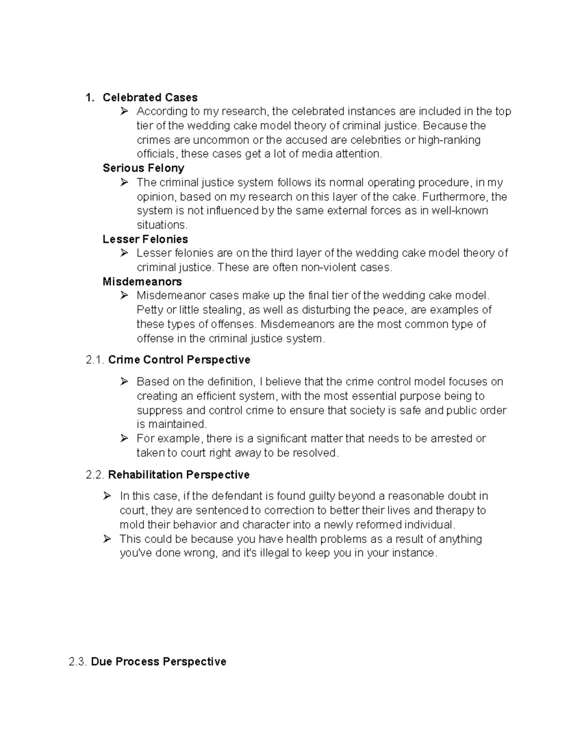 Activity 1 Criminal Justice - Celebrated Cases According to my research ...