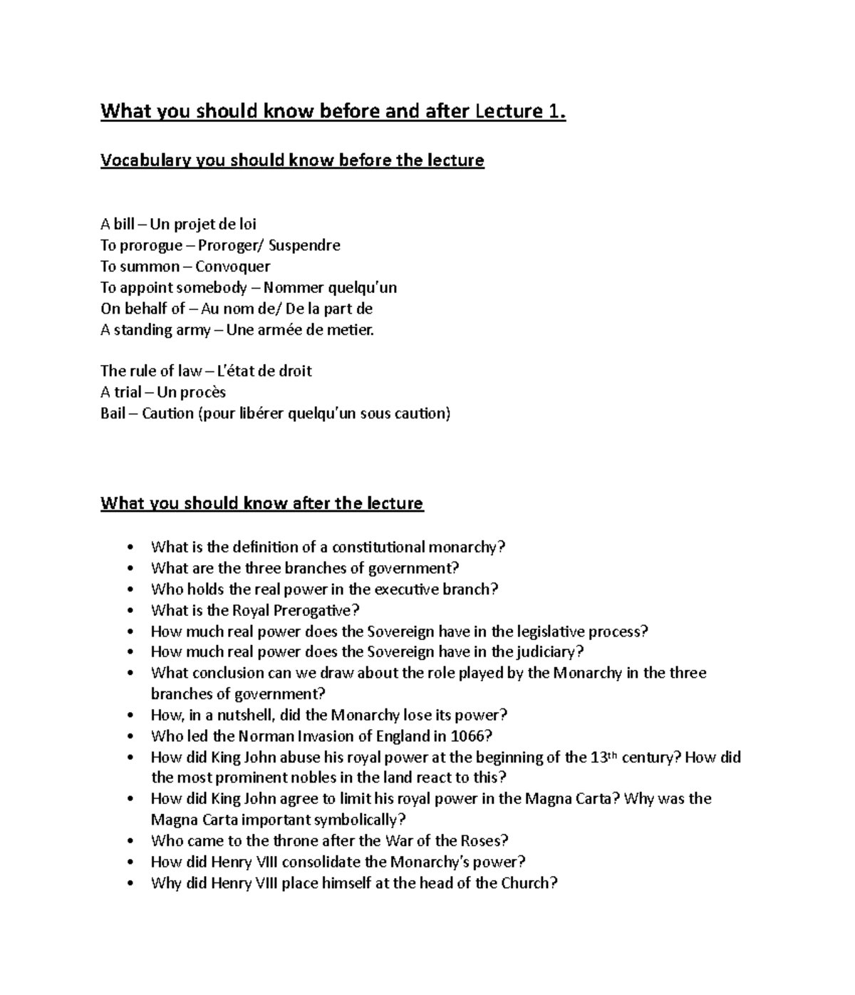 What you should know - Lecture 1 - What you should know before and a3er ...