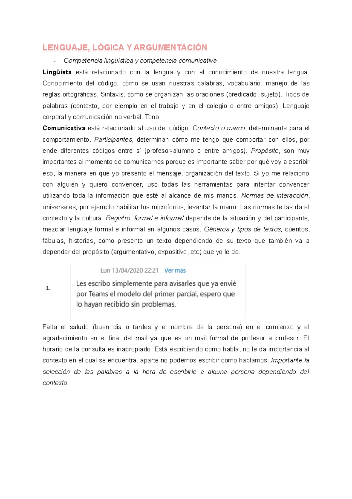 Lenguaje, Logica y Argumentación - LENGUAJE, LÓGICA Y ARGUMENTACIÓN - Competencia lingüística y ...