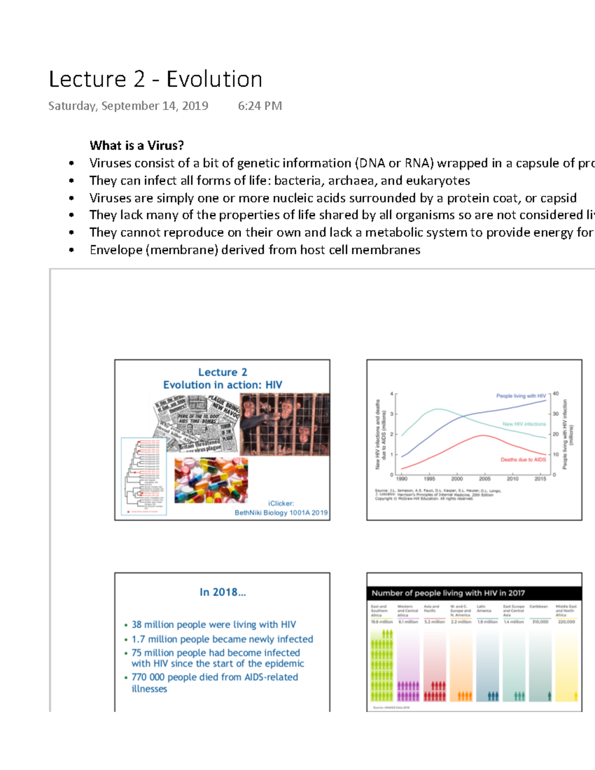 Lecture 2 - Evolution - Prof Niki Sharan - Warning: TT: undefined function: 32 What is a Virus ...