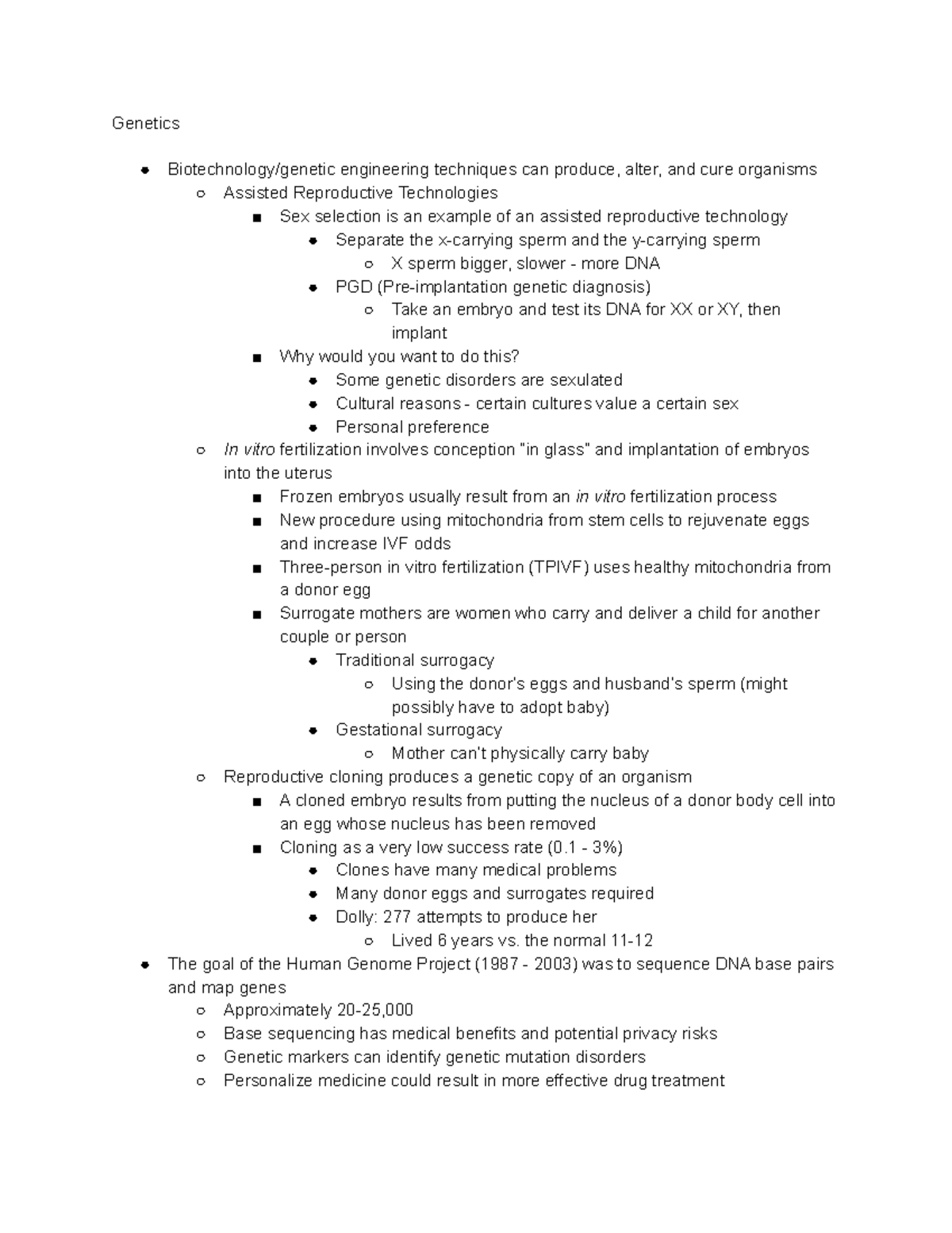 Genetics Notes Part 2 - Genetics Biotechnology/genetic engineering ...