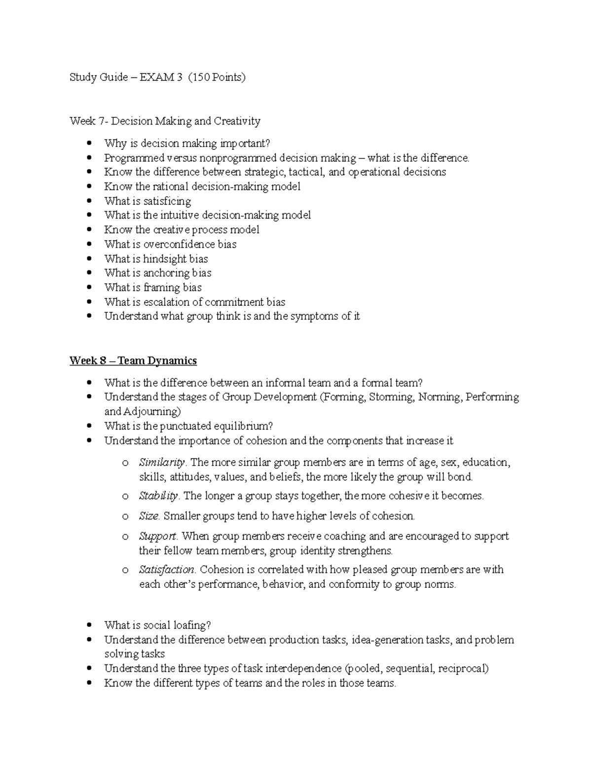 Study Guide Test 3 Ba 2700(5) - Study Guide – EXAM 3 (150 Points) Week ...