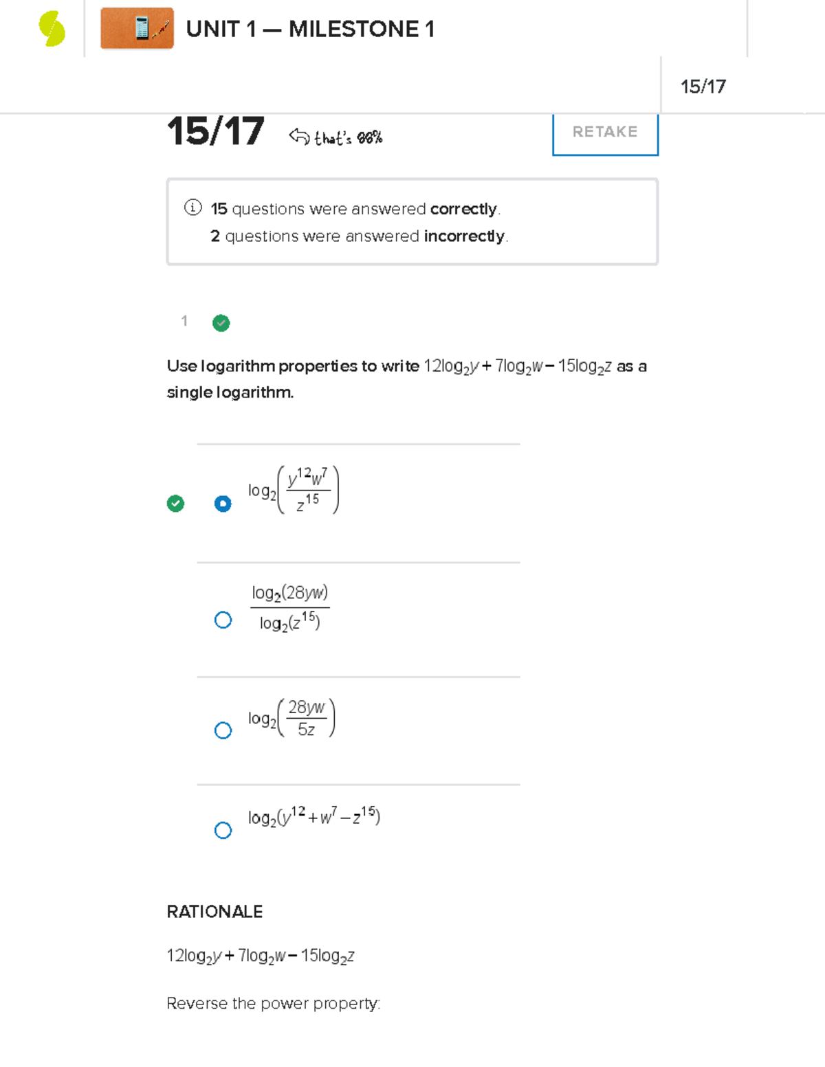 Sophia Calculus Milestone 1 - 1 15 / 17 that's 88% RETAKE 15 questions ...