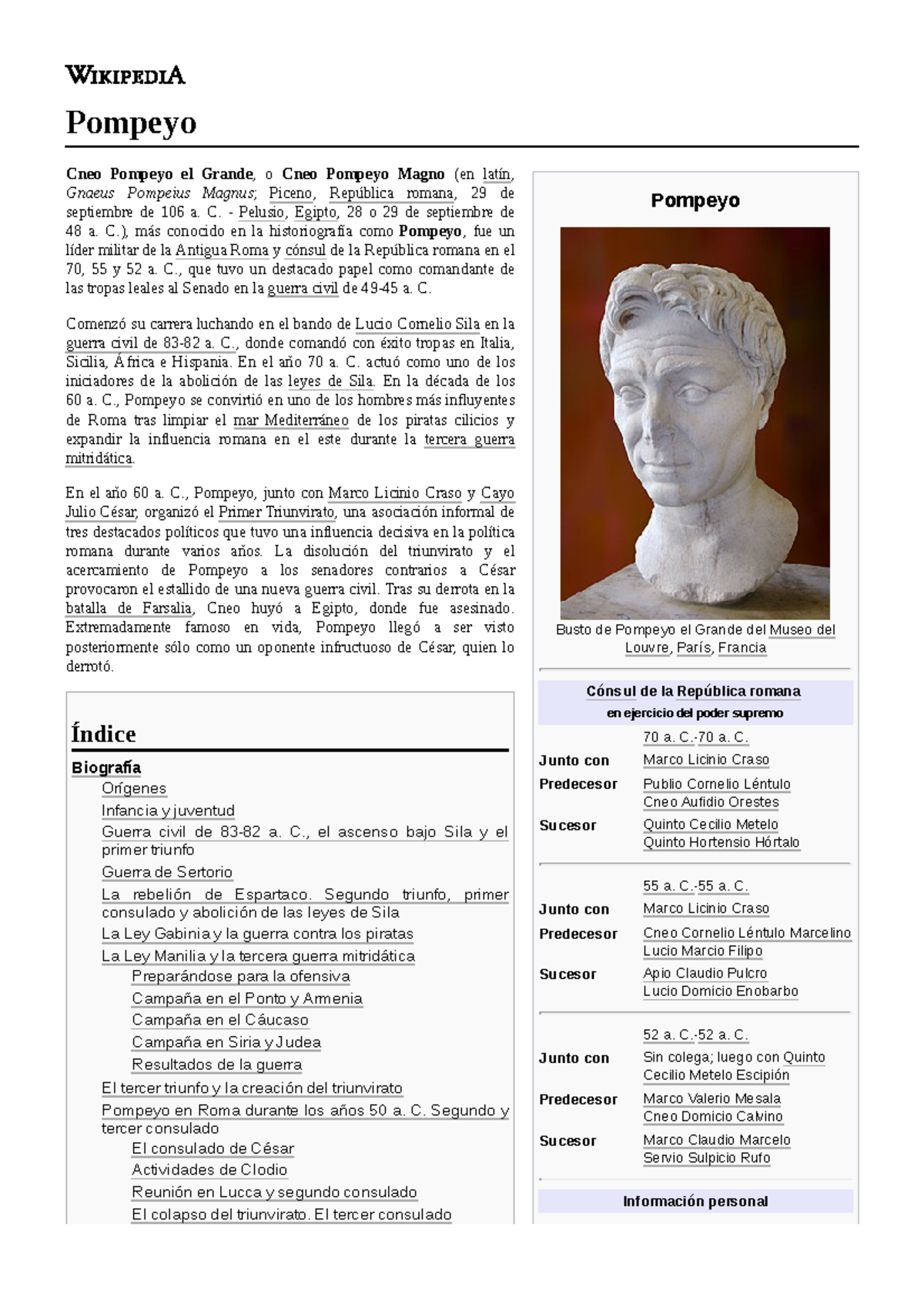 Pompeyo - RESUMEN - Pompeyo Busto de Pompeyo el Grande del Museo del ...