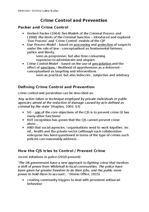 [Solved] Crime control approaches - Criminal Justice Studies (CRIM1004 ...