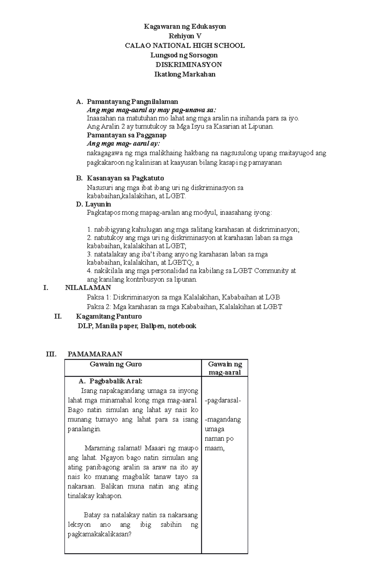 DLP 2 - I am in internship - Kagawaran ng Edukasyon Rehiyon V CALAO ...