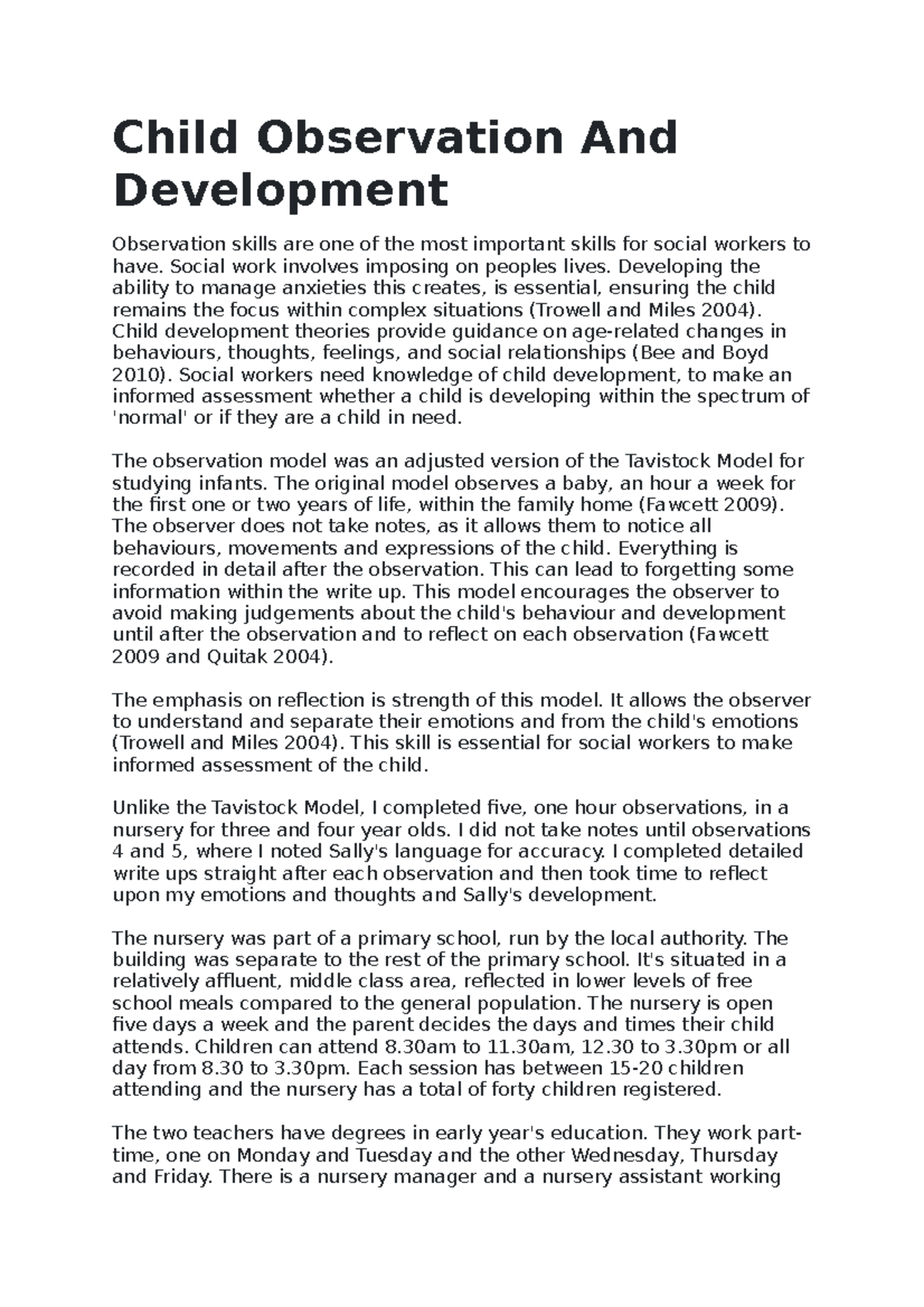 Child Observation And Development - Child Observation And Development ...