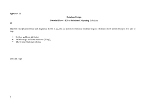 (JF) Tutorial 3 ER to Rel Mapping(B01597368) - PgD/MSc IT Database Design Tutorial Three ...