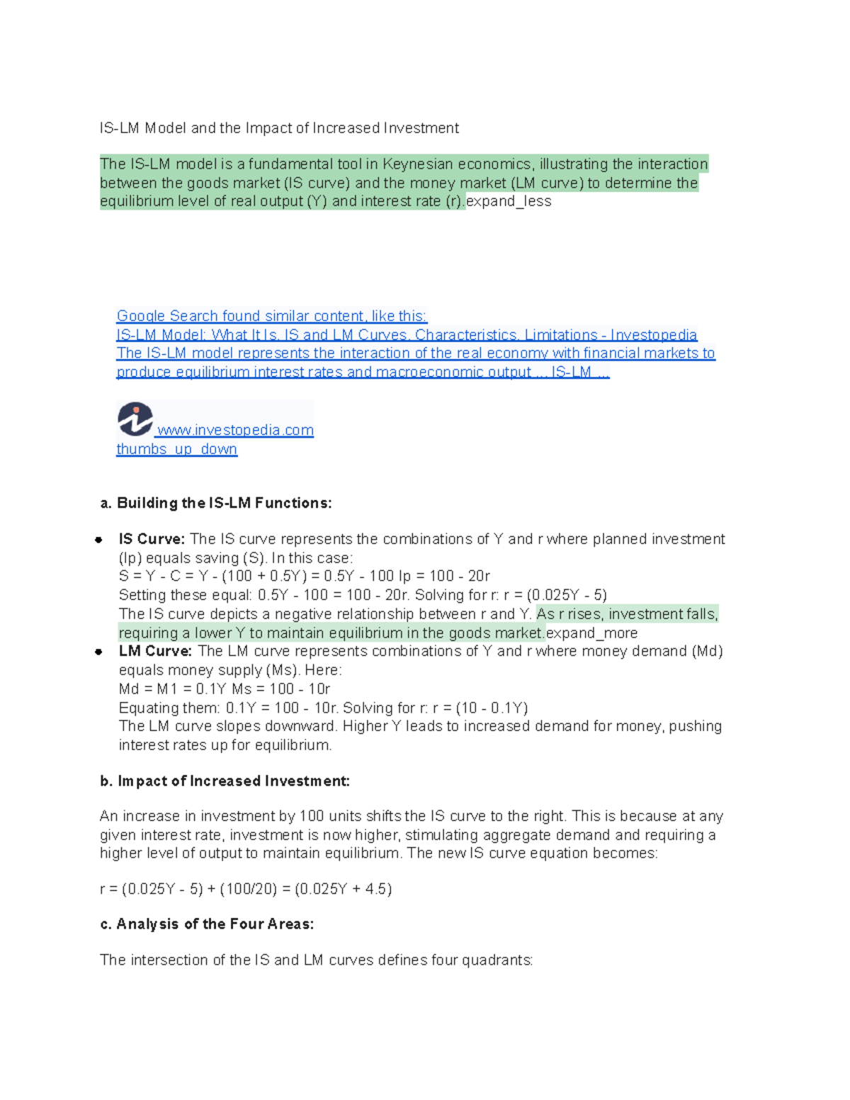 Instructions for submission-After reading all th... - IS-LM Model and ...