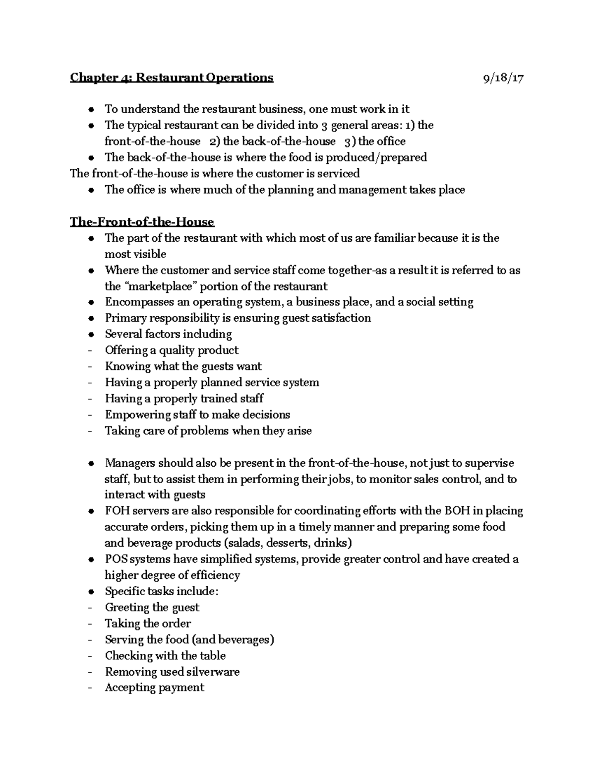 Chapter 4 Restaurant Operations 9 18 17 - Chapter 4: Restaurant ...