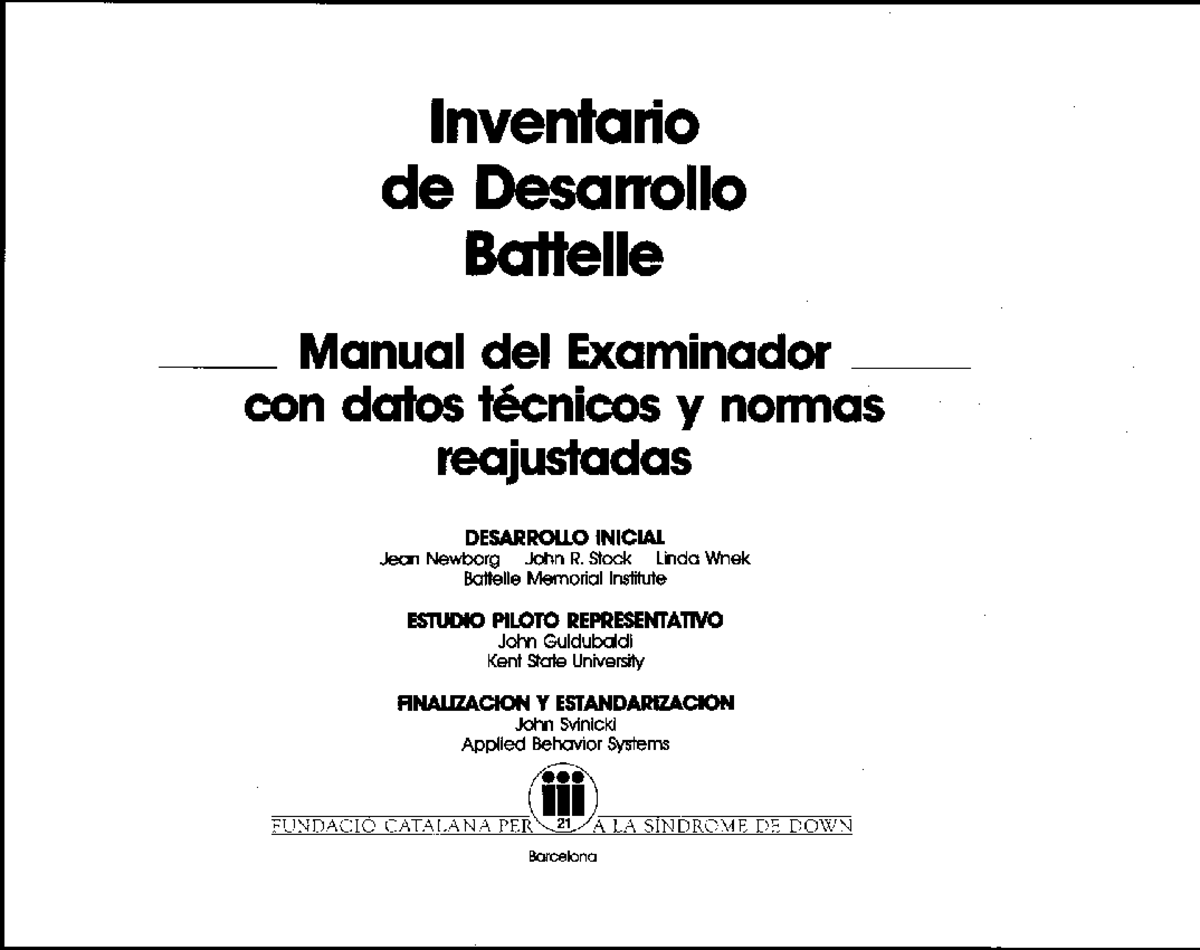 Prueba BATTELLE - Psicología - UEM - Studocu