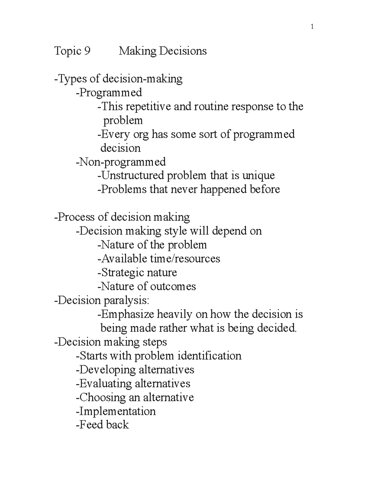Topic 9 Slides Making Decisions - Topic 9 Making Decisions -Types of ...
