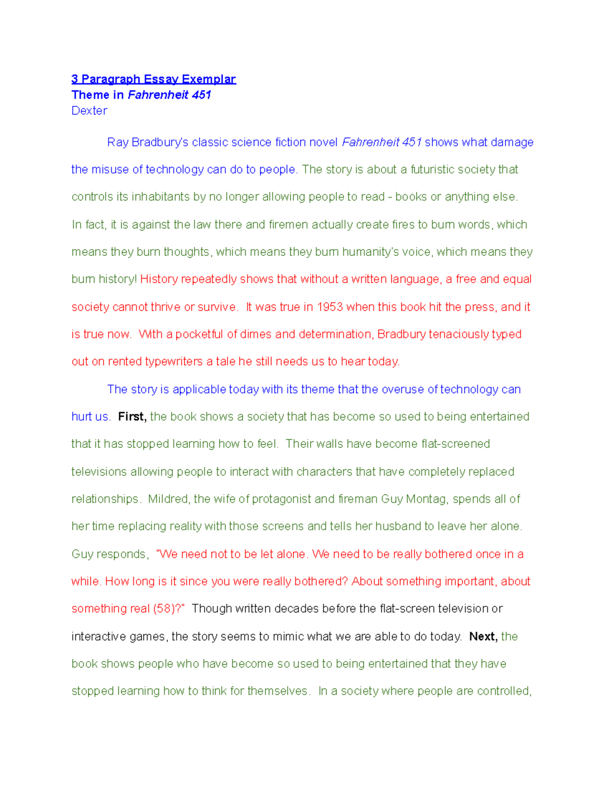 3 Paragraph Essay Exemplar - 3 Paragraph Essay Exemplar Theme in ...