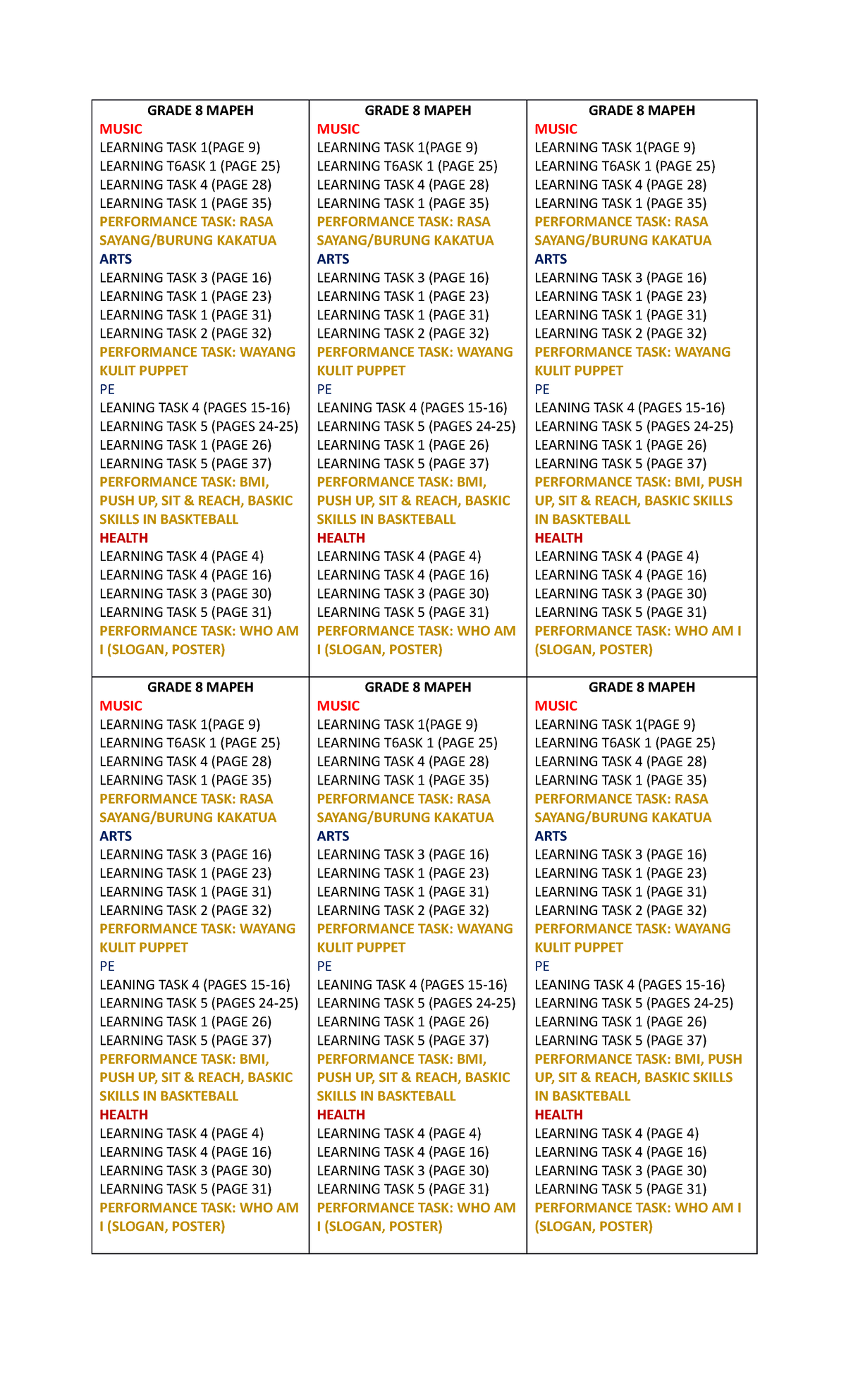 Grade 8 Mapeh Q1 - ';, ;lk [k - GRADE 8 MAPEH MUSIC LEARNING TASK 1 ...