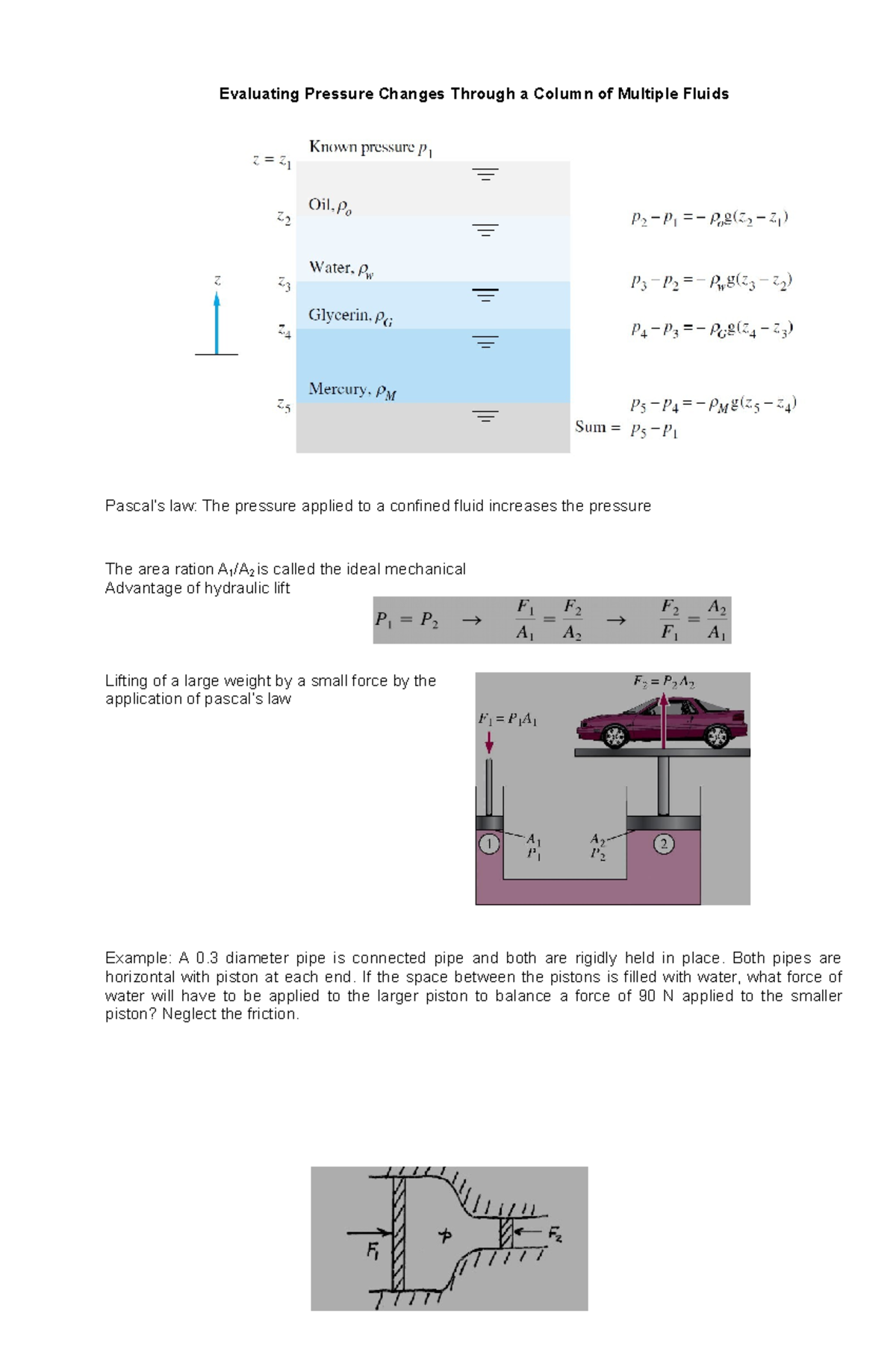 Evaluating Pressure Changes Through a Column of Multiple Fluids - Both ...