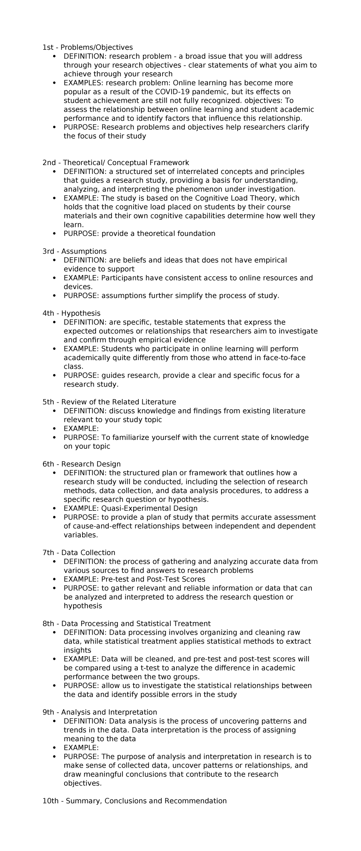 Research Process - 1st - Problems/Objectives DEFINITION: research ...