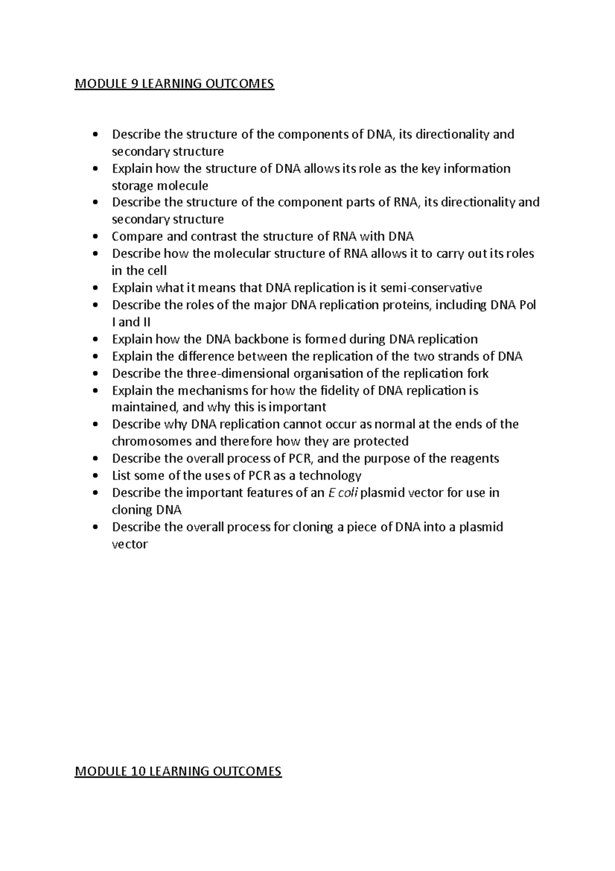 BCM2000 2 Mod 9-12 LOs - Learning Outcomes Module 9-12 - MODULE 9 ...