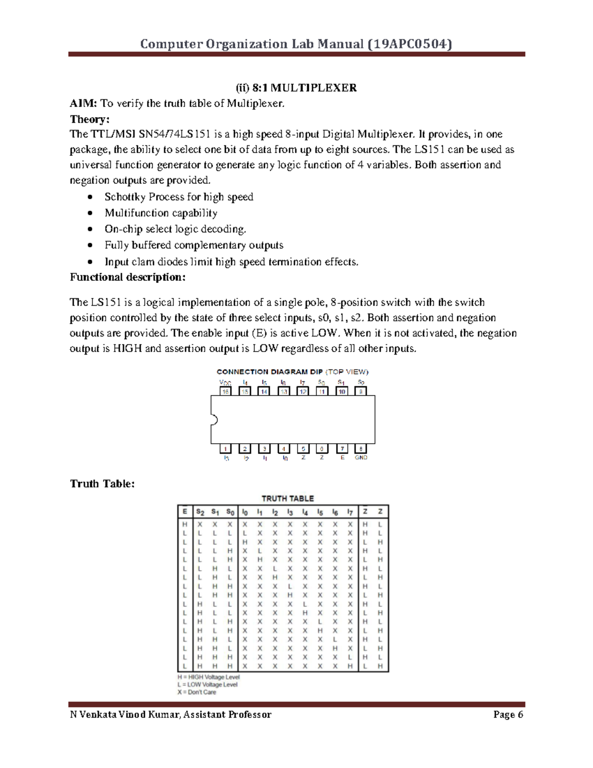 Multiplexers in coa - Computer Organization Lab Manual (19APC0504) N ...