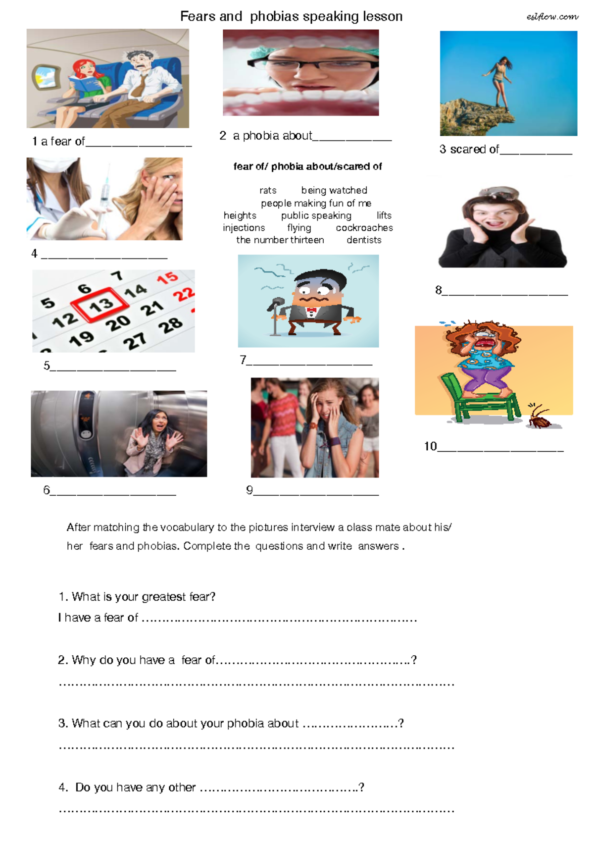 Fears phobias anxieties speaking lesson 1 2022 - 1. What is your ...