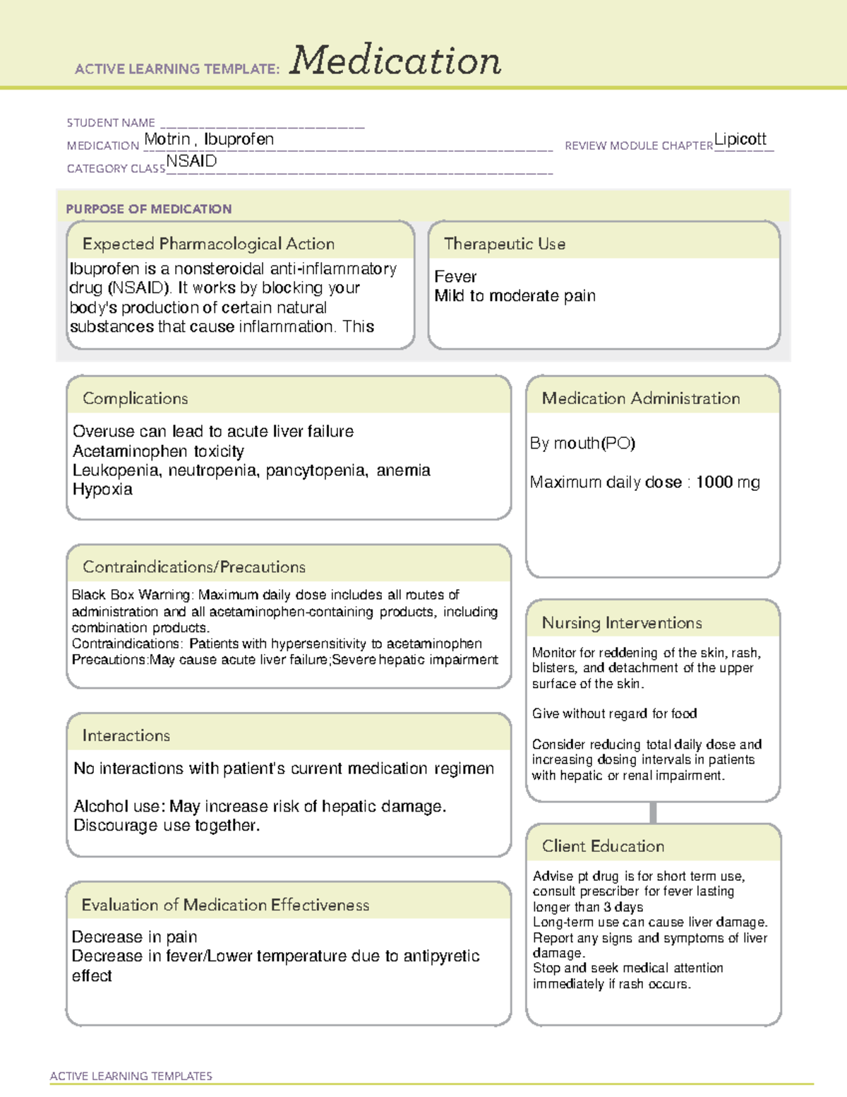 11-19 motrin medform - NOTES - ACTIVE LEARNING TEMPLATES Medication ...