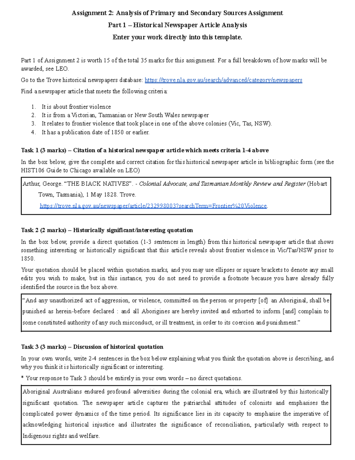 Assignment 2 Analysis of Primary and Secondary Sources Assignment - Assignment 2: Analysis of ...