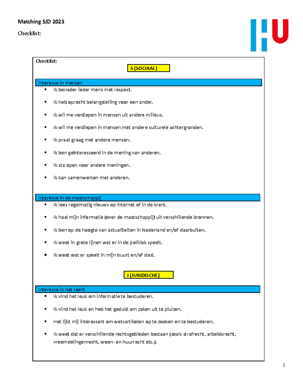 Checklist ter voorbereiding SJD matching dag - Matching SJD 2023 ...