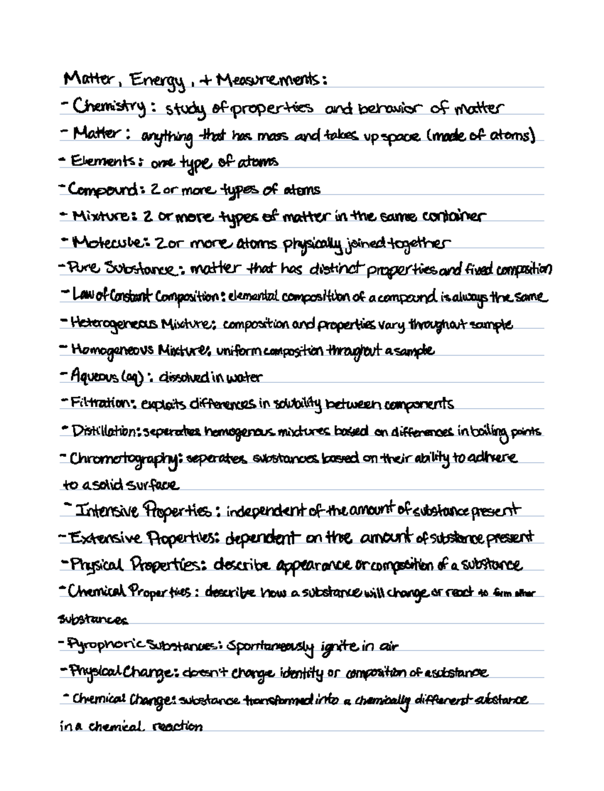 Chem Chapter 1 Lecture Notes - Matter Energy Measurements Chemistry ...