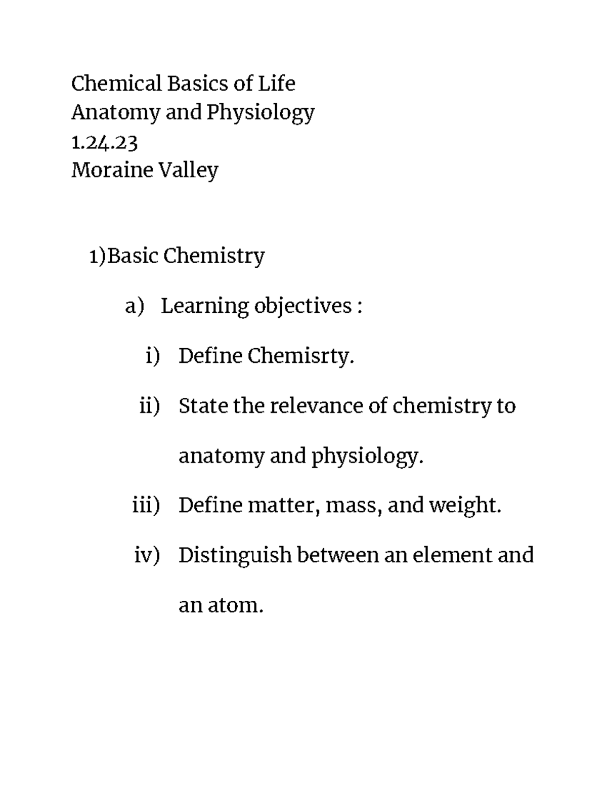 Chemical Basics of Life - Chemical Basics of Life Anatomy and ...
