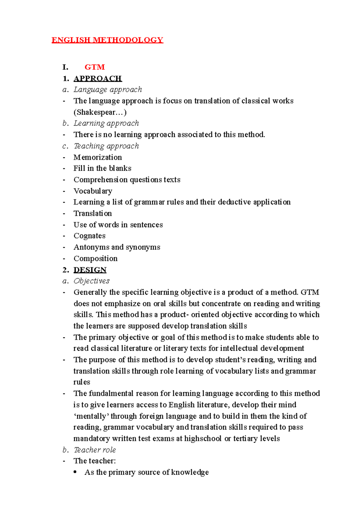 English Methodology - Nothing to say further about this description ...