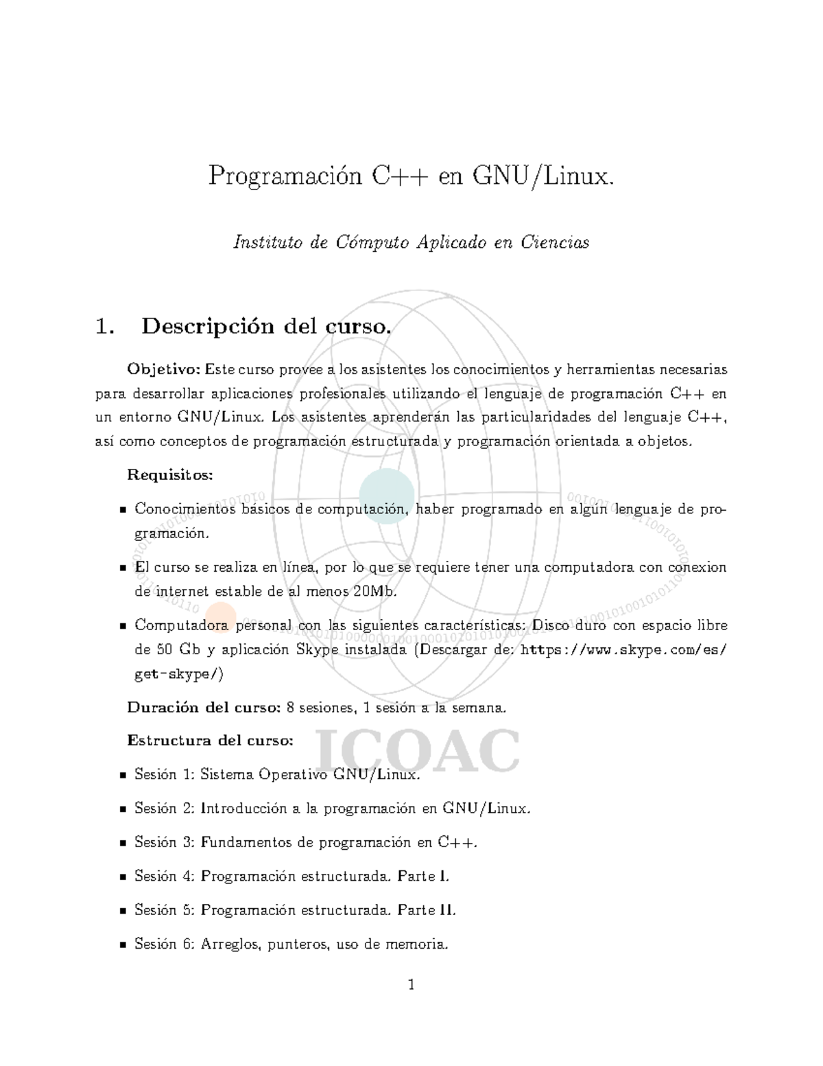 Curso programacion - Programaci ́on C++ en GNU/Linux. Instituto de C ́omputo Aplicado en ...