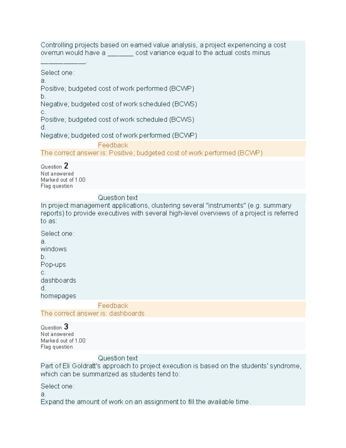 225 ch 17 - the practice of Chapter 17 questions - Controlling projects ...