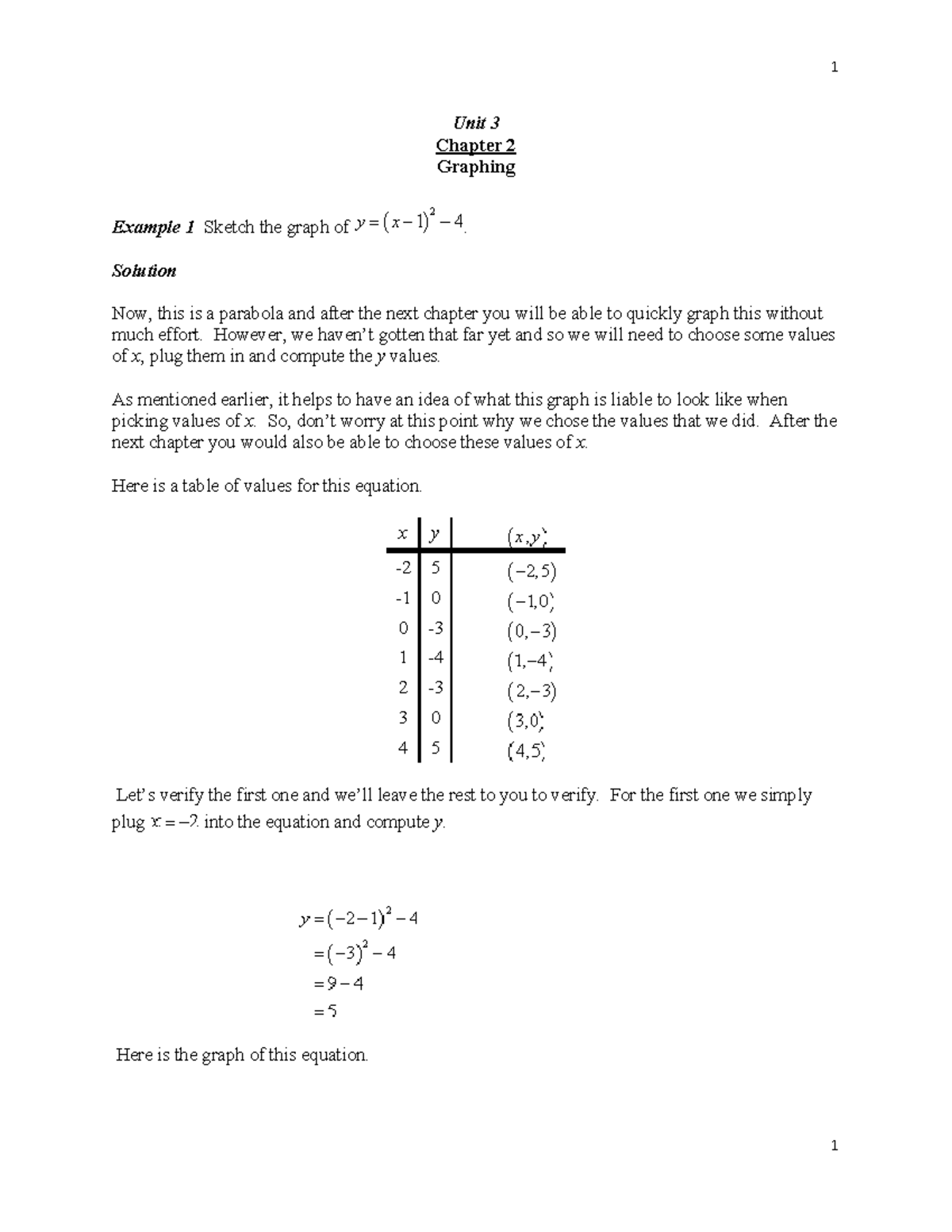 Unit 3 Chapter 2(graphing) - Unit 3 Chapter 2 Graphing Example 1 Sketch ...