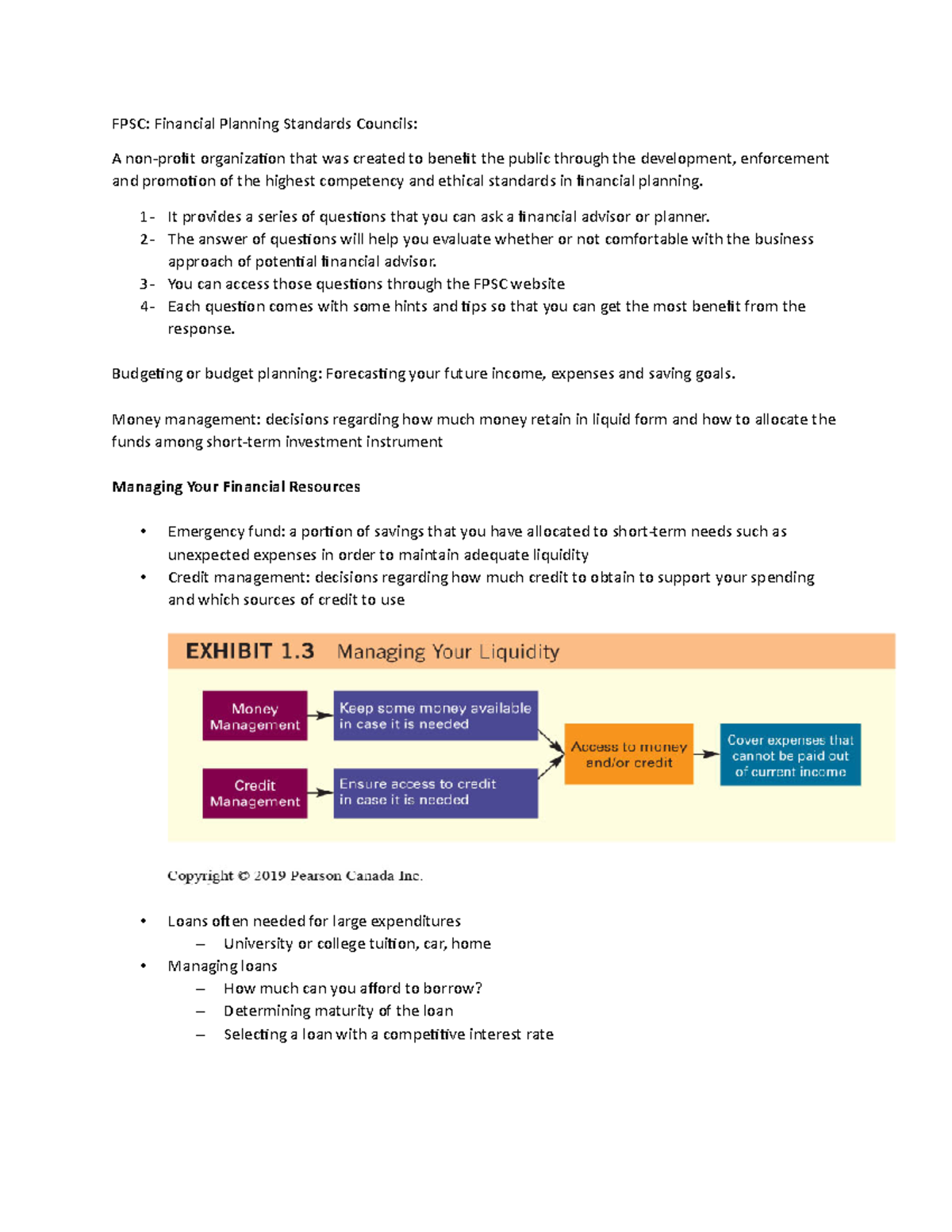 Chapter 1 summary - Personal Finance - FPSC: Financial Planning ...