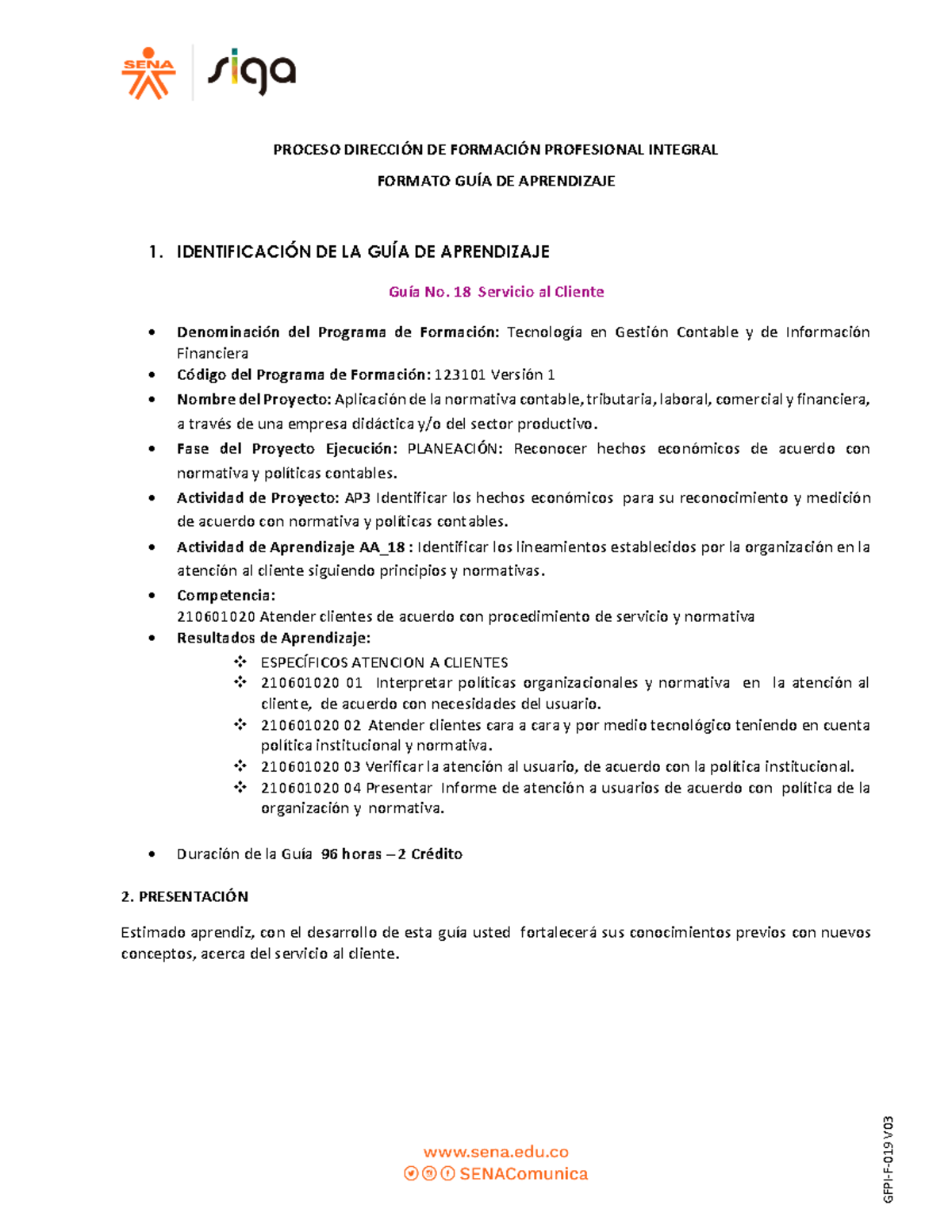 Guía 18 Servicio al cliente - PROCESO DIRECCI”N DE FORMACI”N PROFESIONAL INTEGRAL FORMATO GUÕA ...