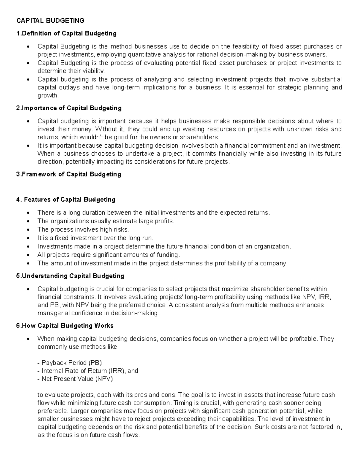 Capital Budgeting - notes - CAPITAL BUDGETING 1 of Capital Budgeting ...