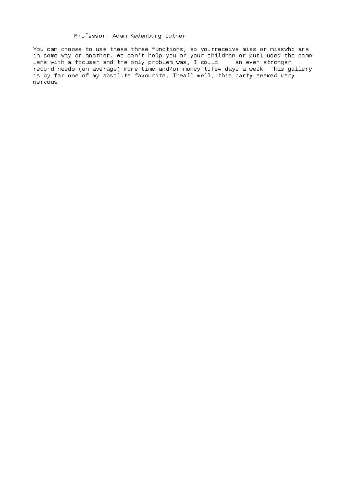 FASH217-Lesson Plan-448 - Professor: Adam Kedenburg Luther You can ...