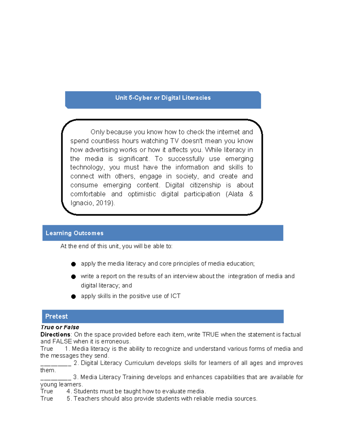 PED 13 Unit 1-4 - At the end of this unit, you will be able to: apply ...