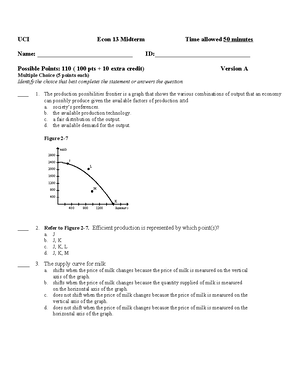 Econ 13 Practice Questions for Quiz II - Econ 13 Quiz 2 Practice ...