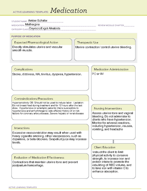 Oxytocin Template - ACTIVE LEARNING TEMPLATES Medication STUDENT NAME ...