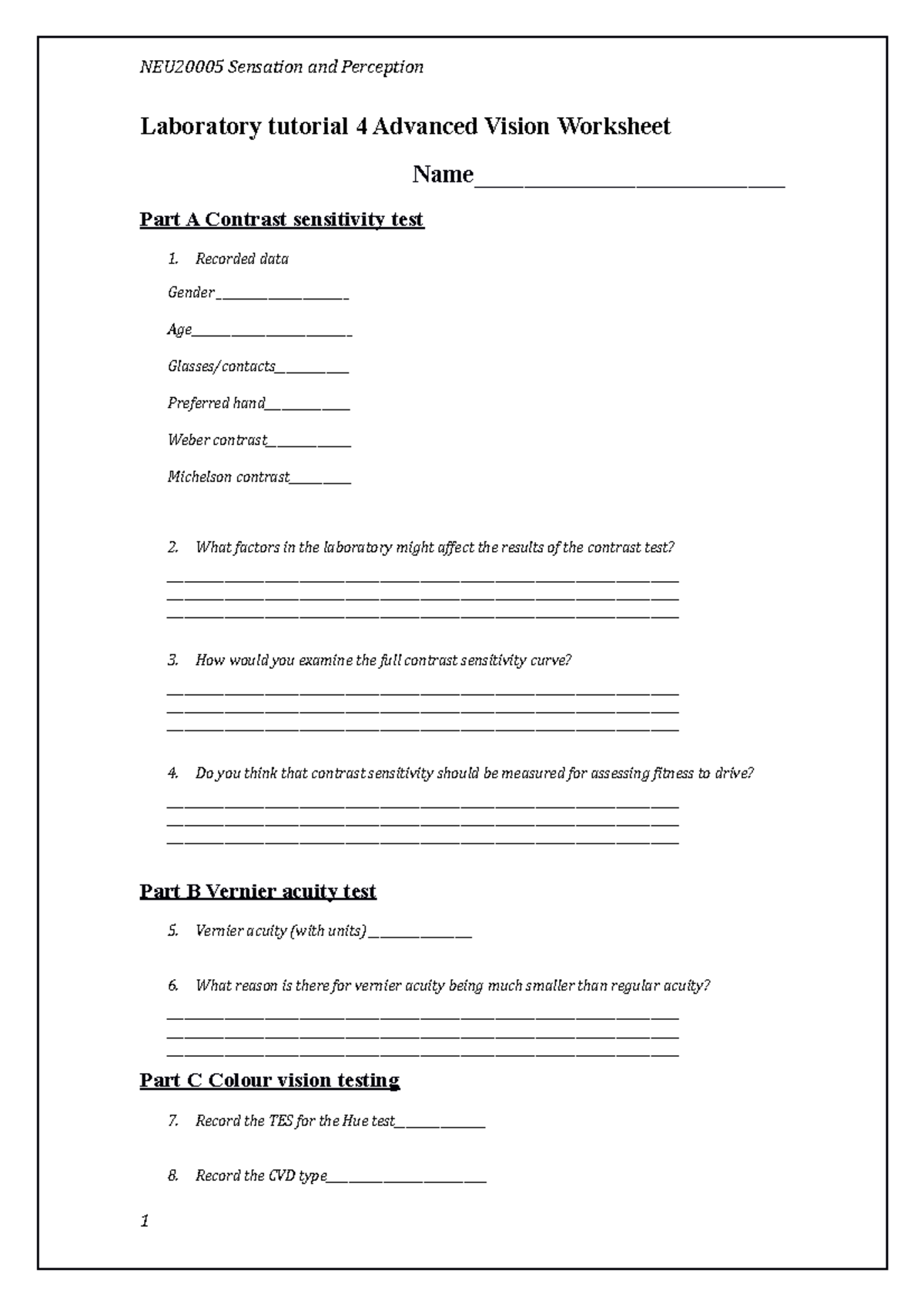 Lab 4 worksheet Advanced Vision - NEU20005 Sensation and Perception ...