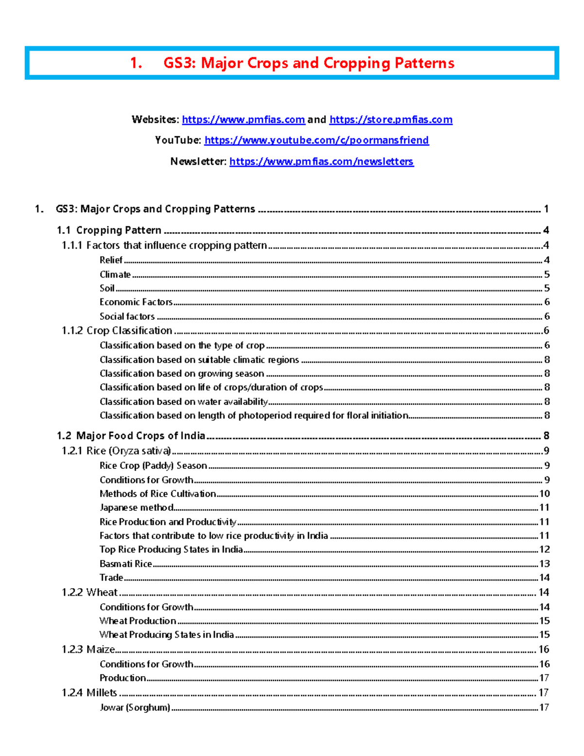 Exam, questions and answers - 1. GS3: Major Crops and Cropping Patterns ...