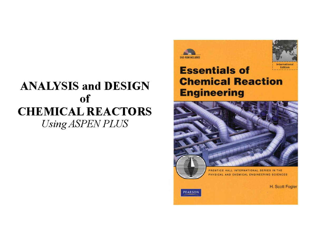Analysis and Design of Chemical Reactor Models Using Aspen Plus ...