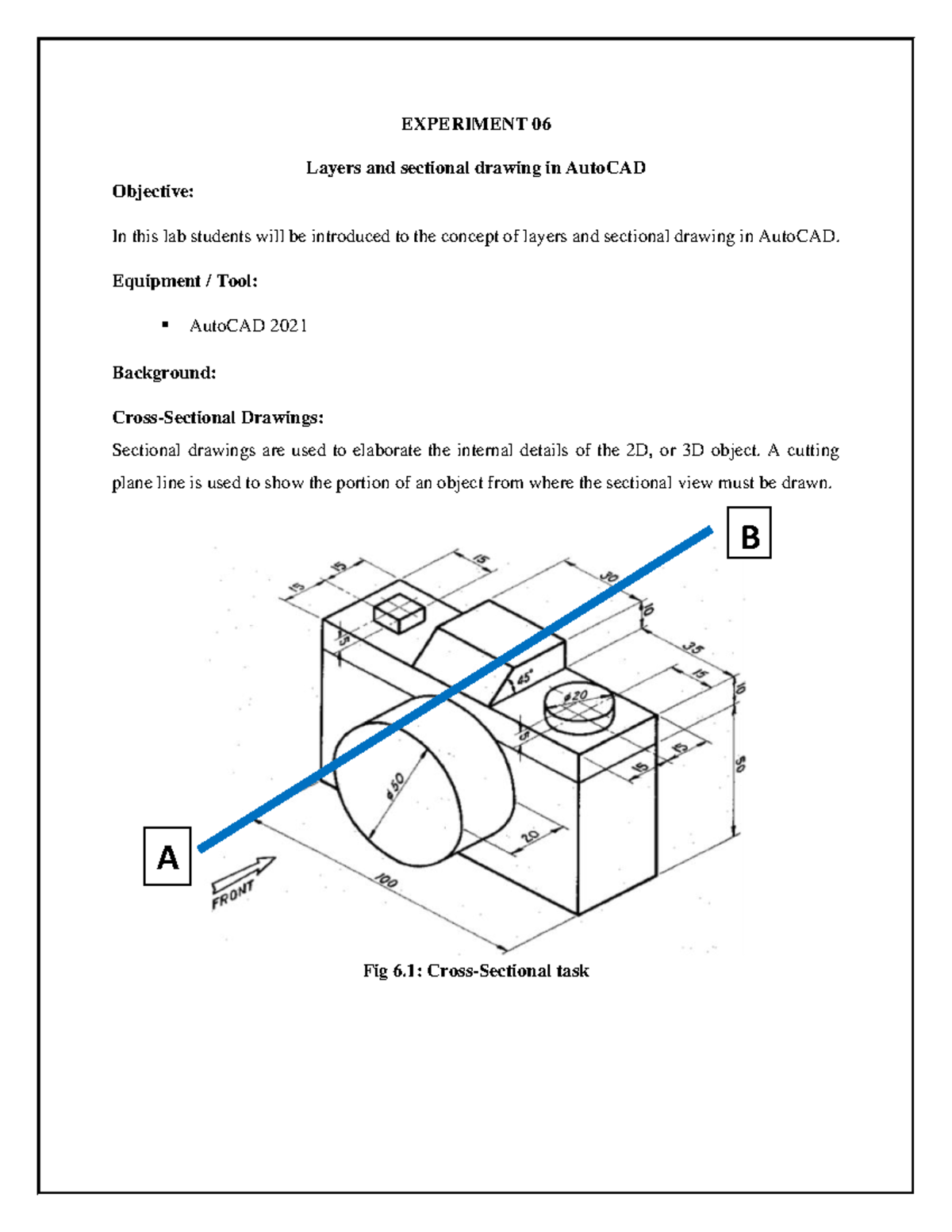 Lab 6 CAD Drawing 006 - EXPERIMENT 06 Layers and sectional drawing in ...