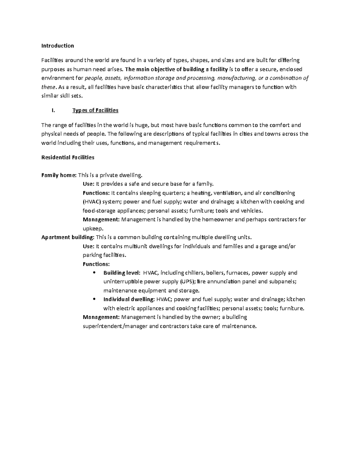 Facilities management - Introduction Facilities around the world are ...