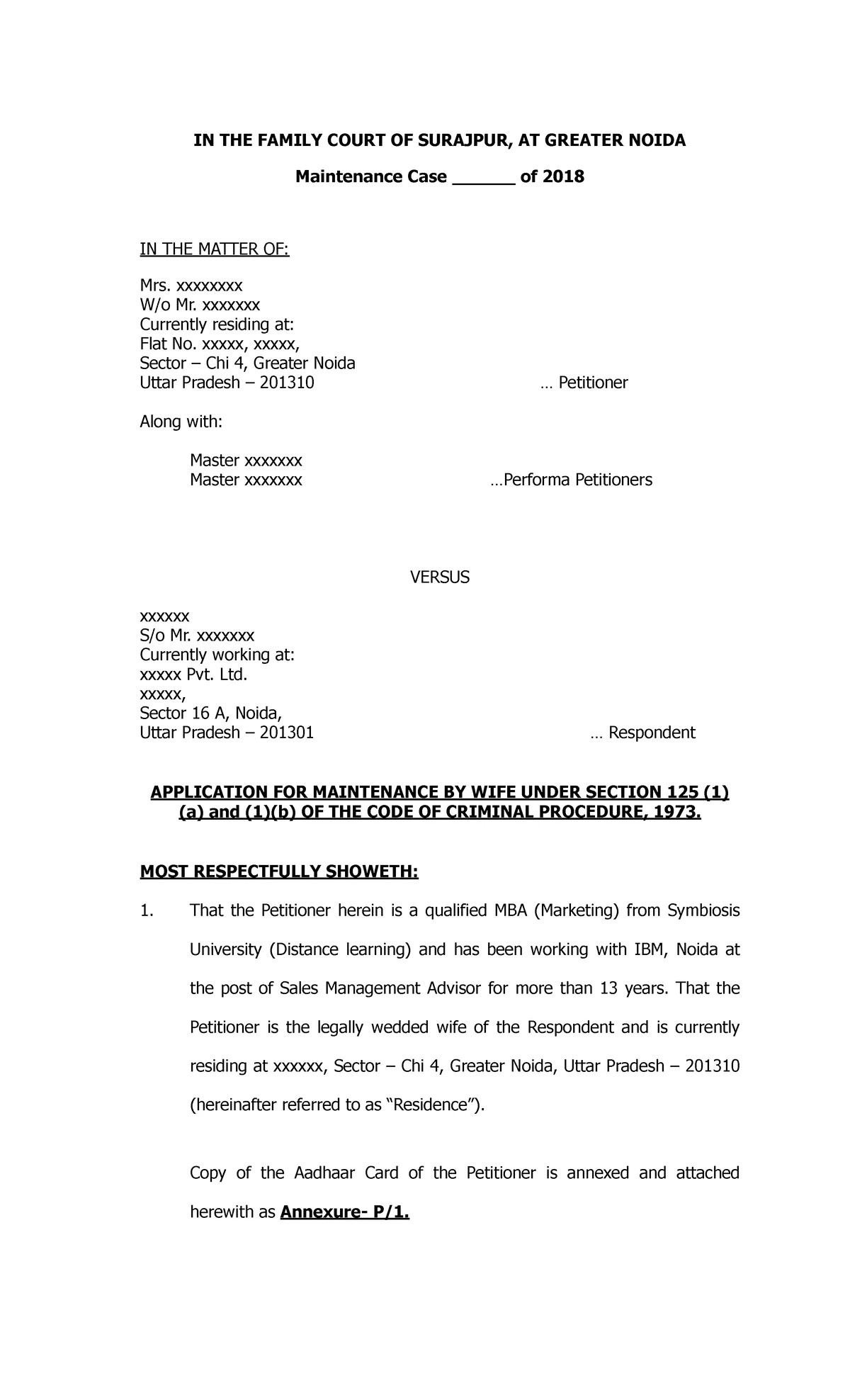 Interlocutory Application- Format- CPC- DRAFT - INTERLOCUTORY ...