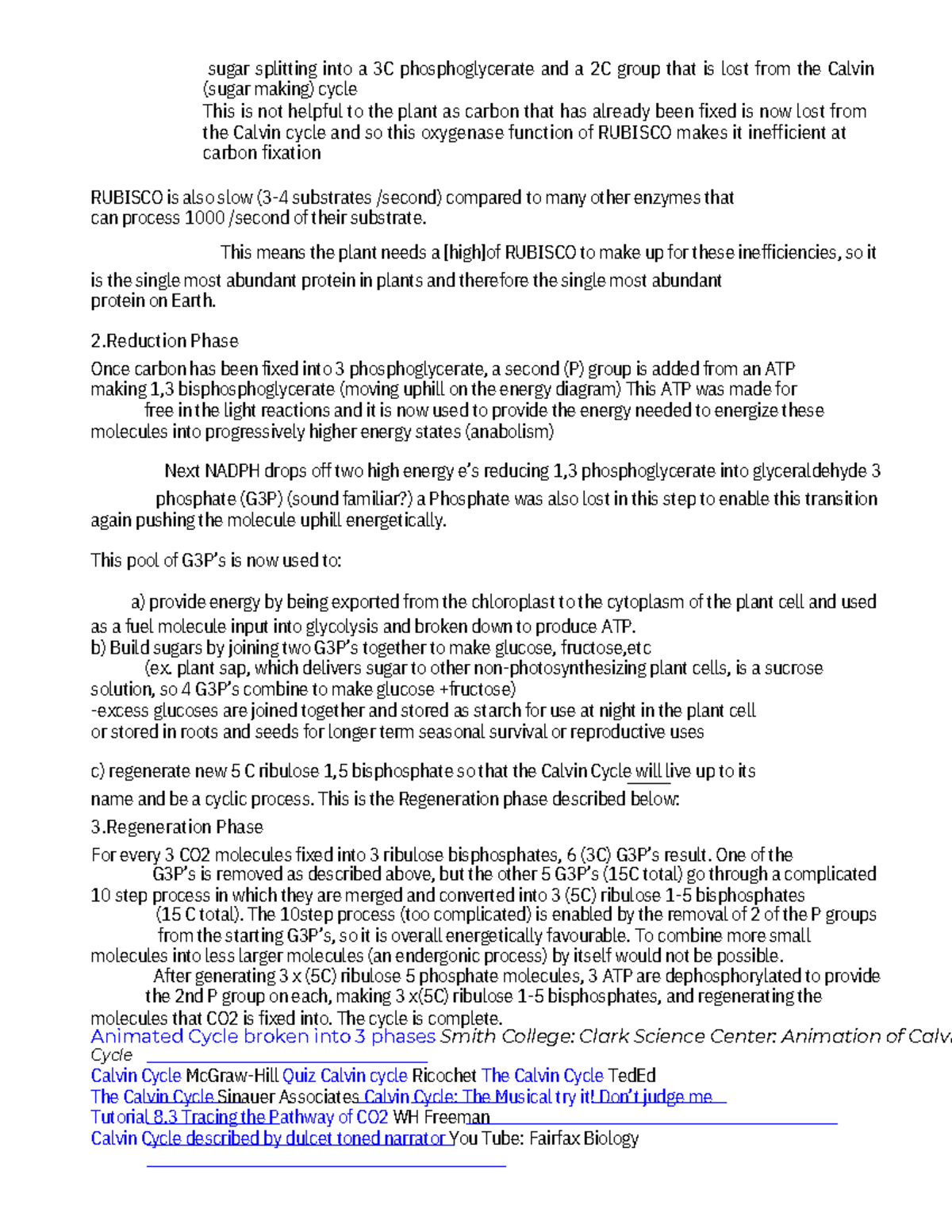 Photosynthesis Calvin Cycle 2 - sugar splitting into a 3C ...
