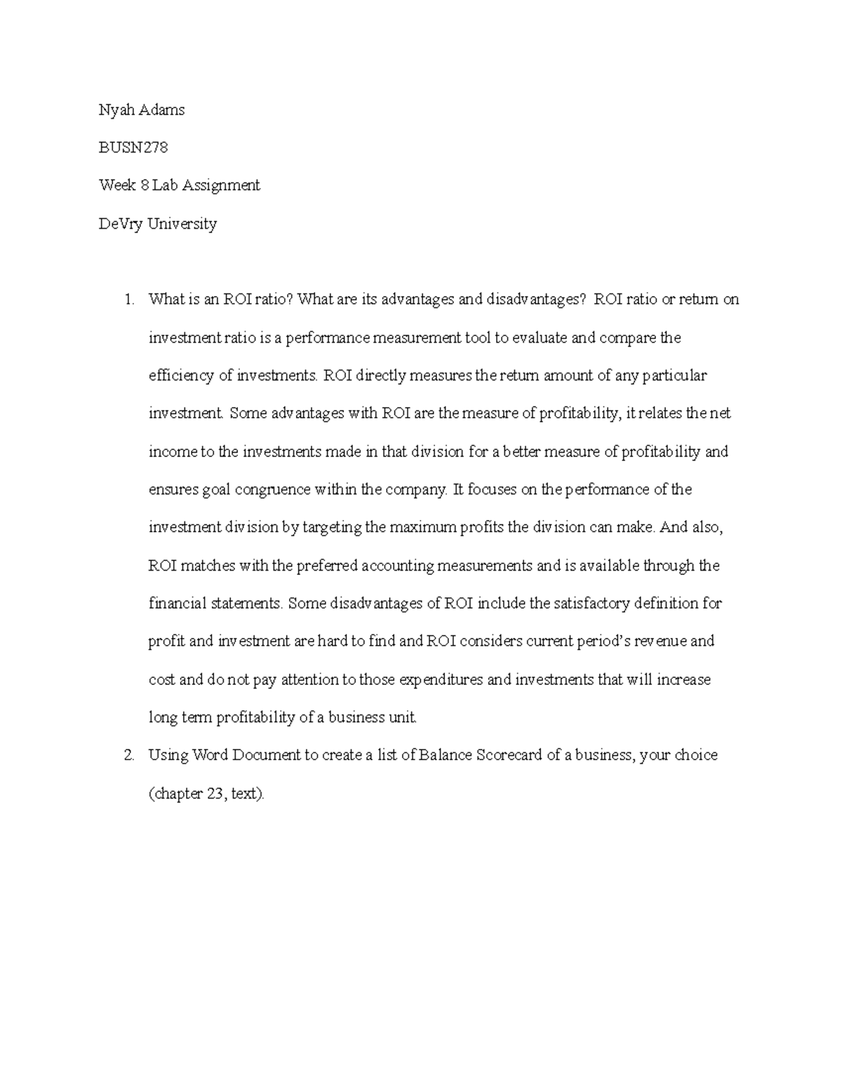 Nyah Adams Week 8 BUSN278 Lab Assignment - Nyah Adams BUSN Week 8 Lab ...