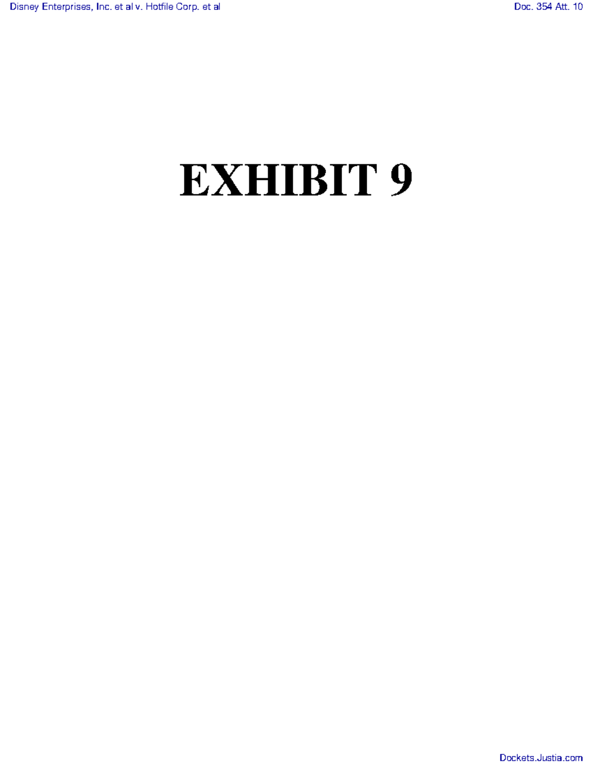 Notice OF Deposition OF Warner BROS - EXHIBIT 9 Disney Enterprises, Inc ...